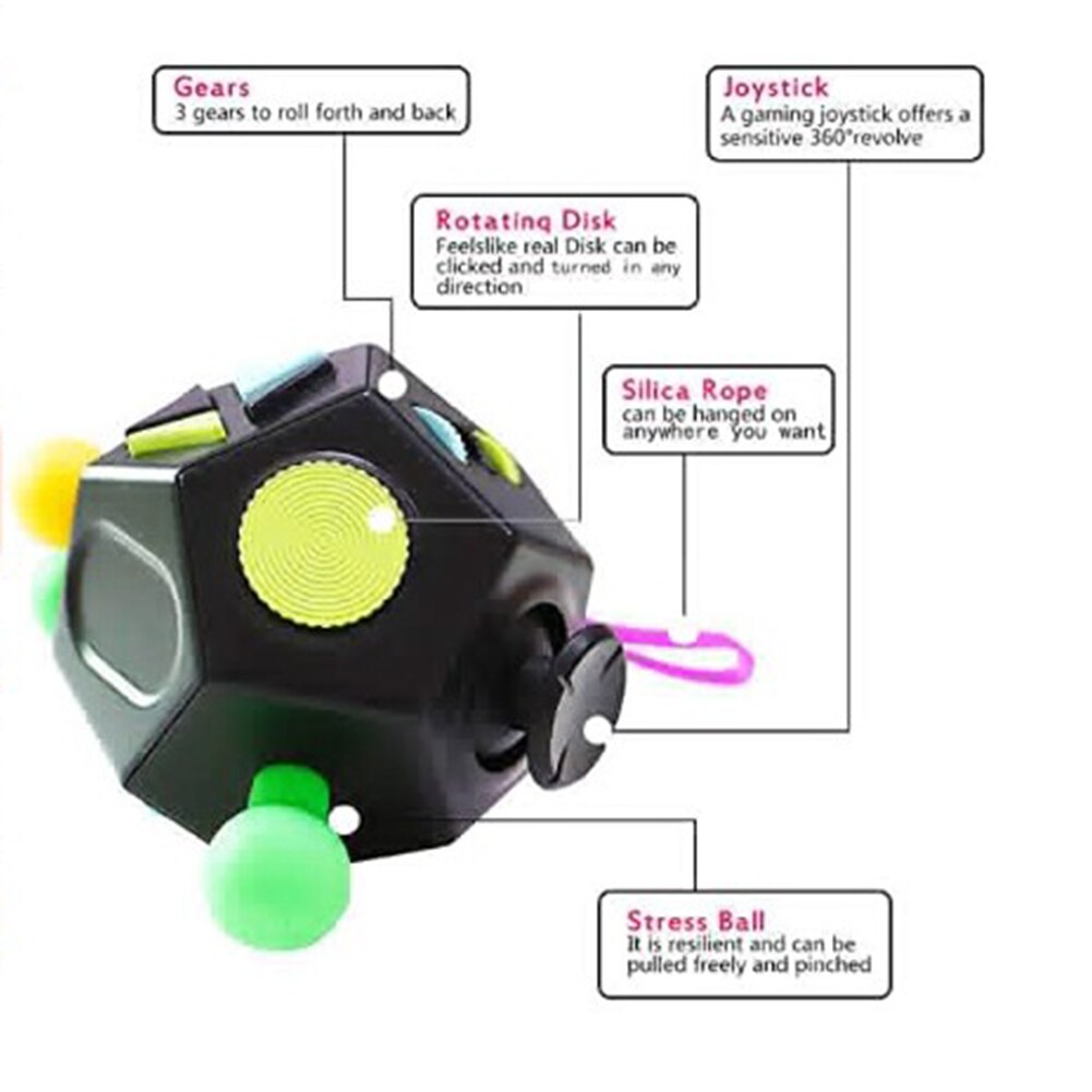12-Sided Anti Stress Cube Decompression Relieve Di... – Grandado