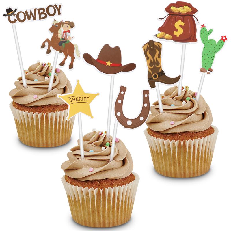 72PCS Cowboy Theme Cupcake Toppers Western Style P... – Vicedeal