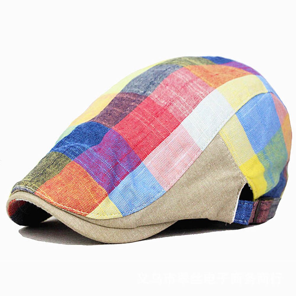 Men Colorful Plaids Checks Cap Driving Golf Peaked... – Vicedeal