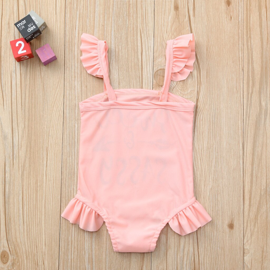 Pink Ruffles Letter Cute Swimsuit Toddler Kids Bab... – Grandado