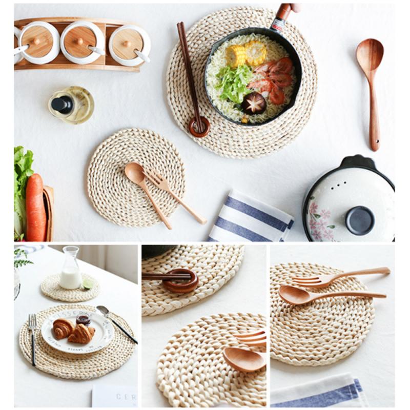 Round Rattan Placemats Natural Corn Straw Woven Di... – Vicedeal