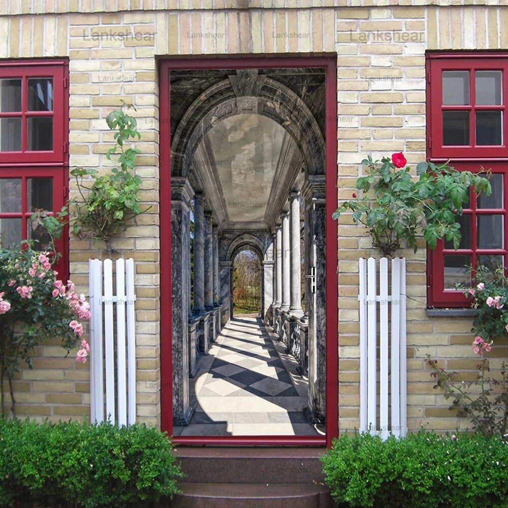 Sao Paulo Corridor Art Door Stickers Self Adhesive... – Grandado