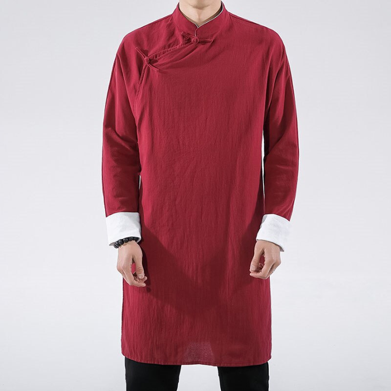 Chinese Traditional Men Robe Kongfu Hanfu Solid Co... – Grandado
