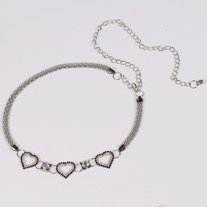 Kvinner rhinestone kjærlighet hjerte kjede belter ... – Grandado