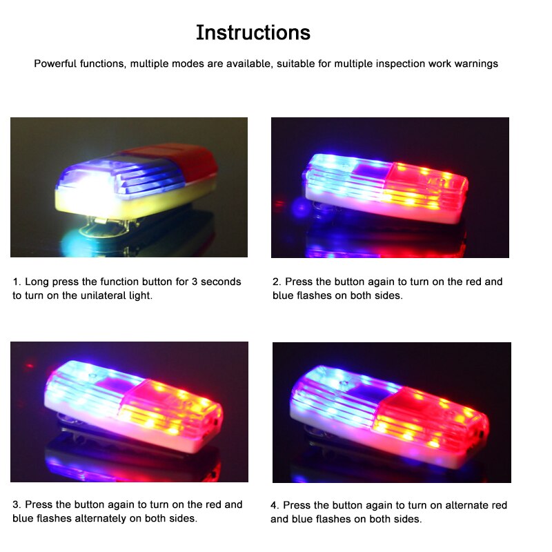 LED Red Blue Flashing Shoulder Lamp Chargeable Tra... – Vicedeal
