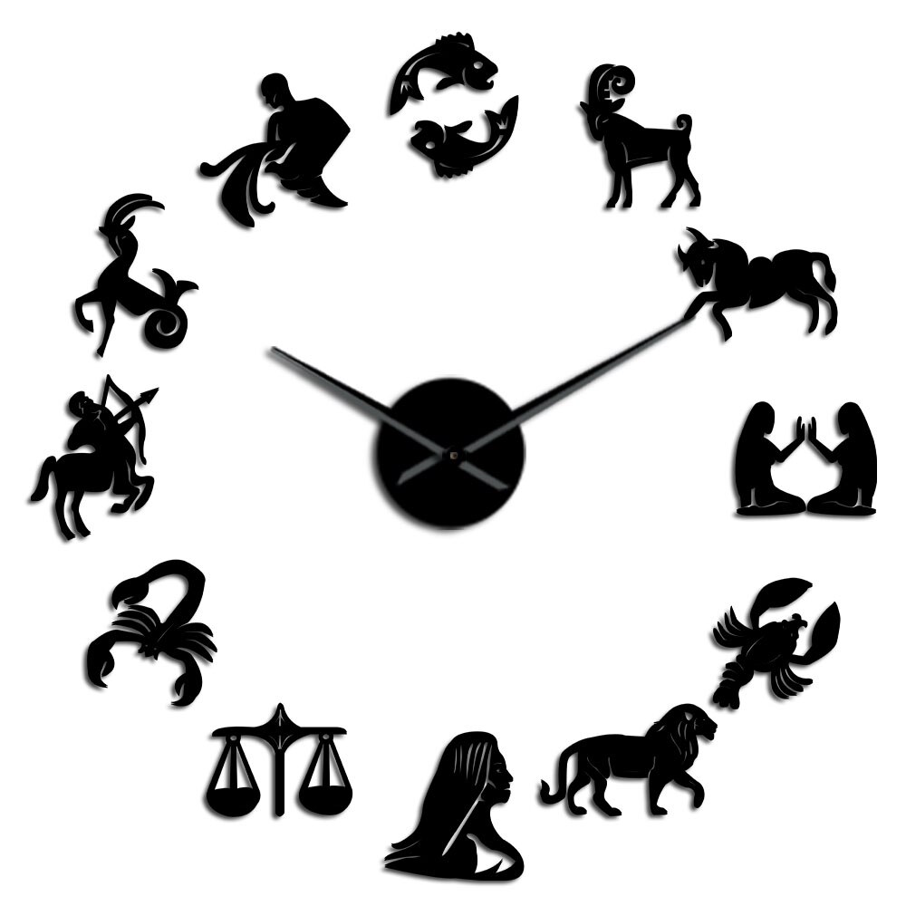 12 Zodiac Signs 3D Acrylic DIY Wall Clock Modern A... – Grandado