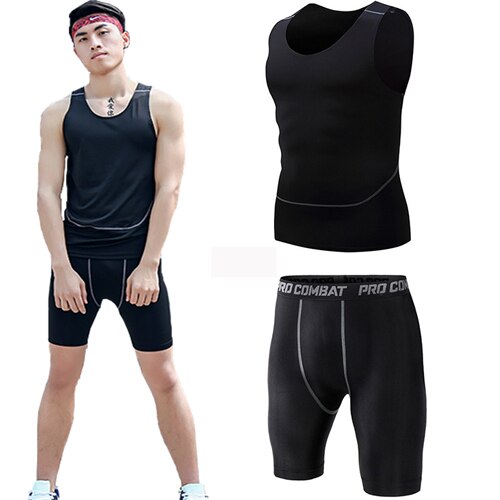 two-piece suit men compression suit sets quick dry... – Grandado