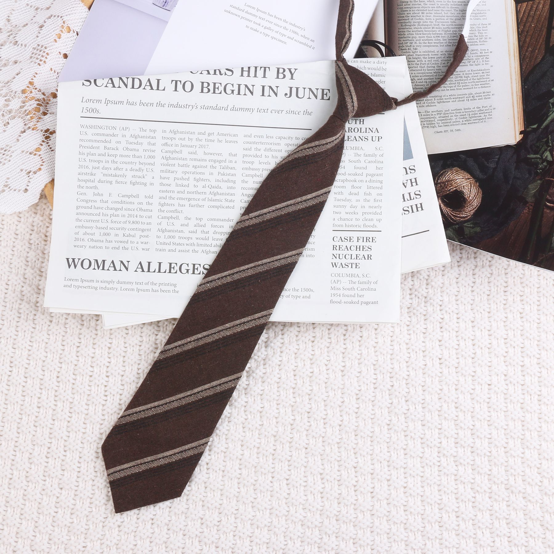 Lazy JK Ties Women Striped Linen Neck Tie Girls Ja... – Vicedeal