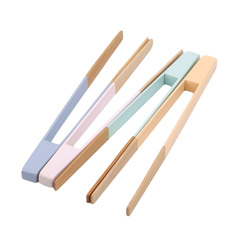 Blue Yellow Bamboo Cooking Kitchen Tongs Food BBQ ... – Vicedeal