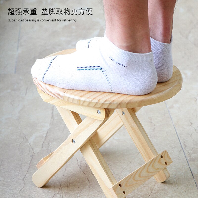 Solid Wood Folding Stool Home Living Room Shoe Cha... – Grandado