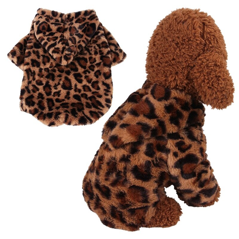 Pet Warm Leopard print Coat Pet Dog Clothes 2-legg... – Grandado