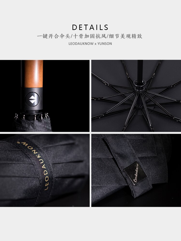 Retro Houten Handvat Opvouwbare Paraplu Tien-Bone ... – Grandado