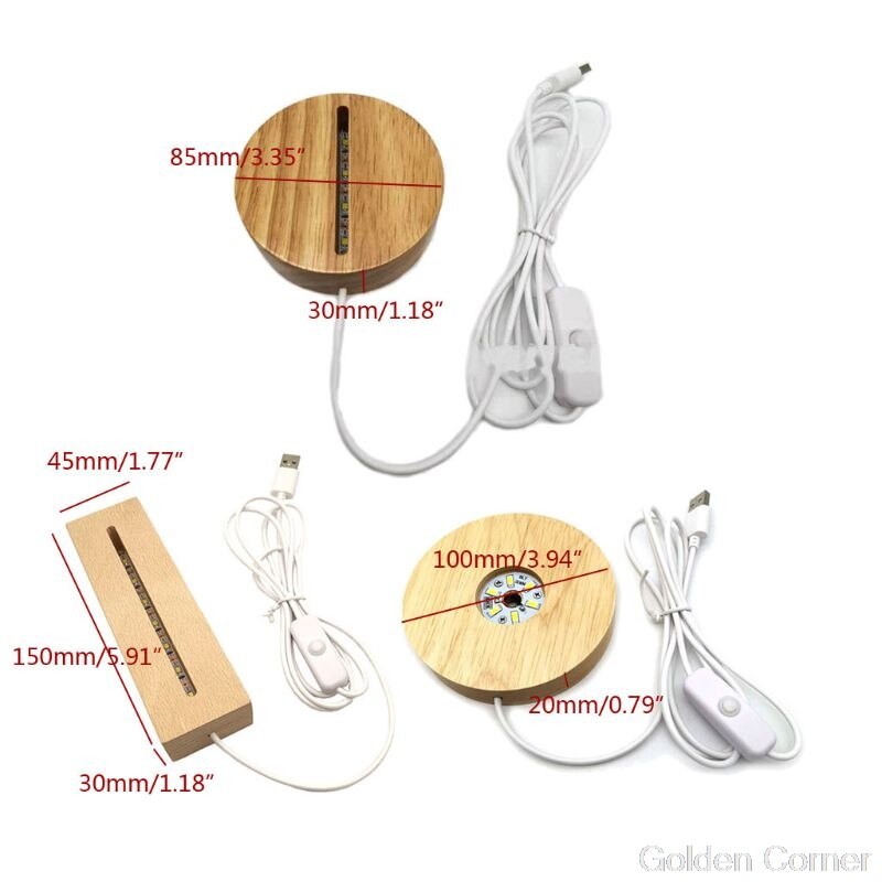 Handmade Resin Art Wood LED Light Dispaly Base Cry... – Grandado