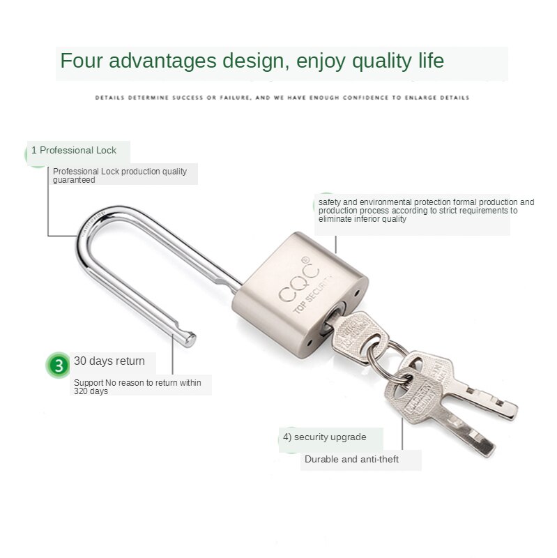 High Security Steel Padlock Stainless Shackle Lock... – Grandado