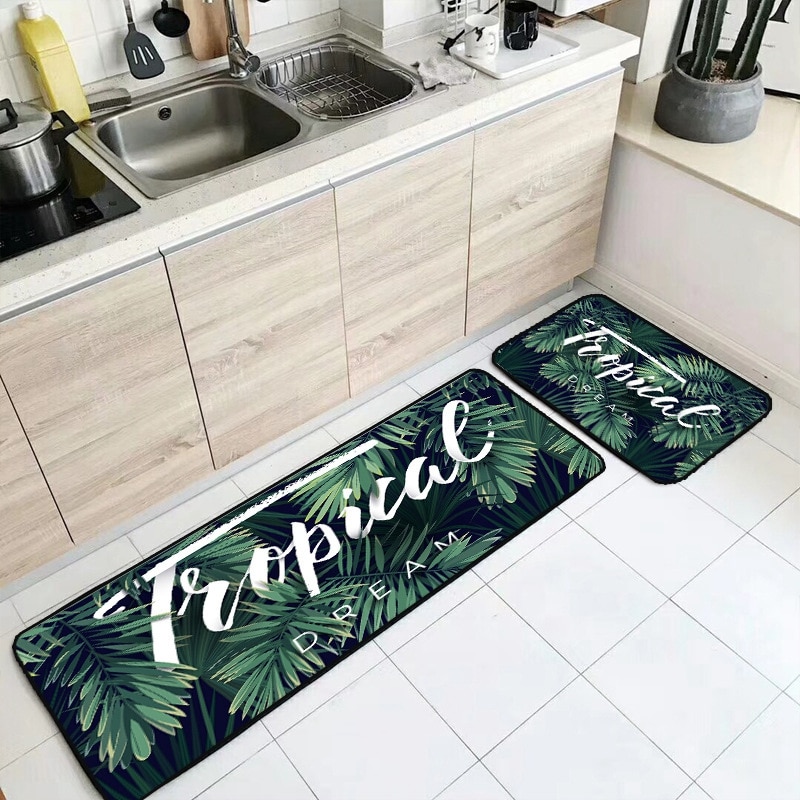 Tropical Leaves Floor Mat Anti-Slip Kitchen Mat Ca... – Grandado