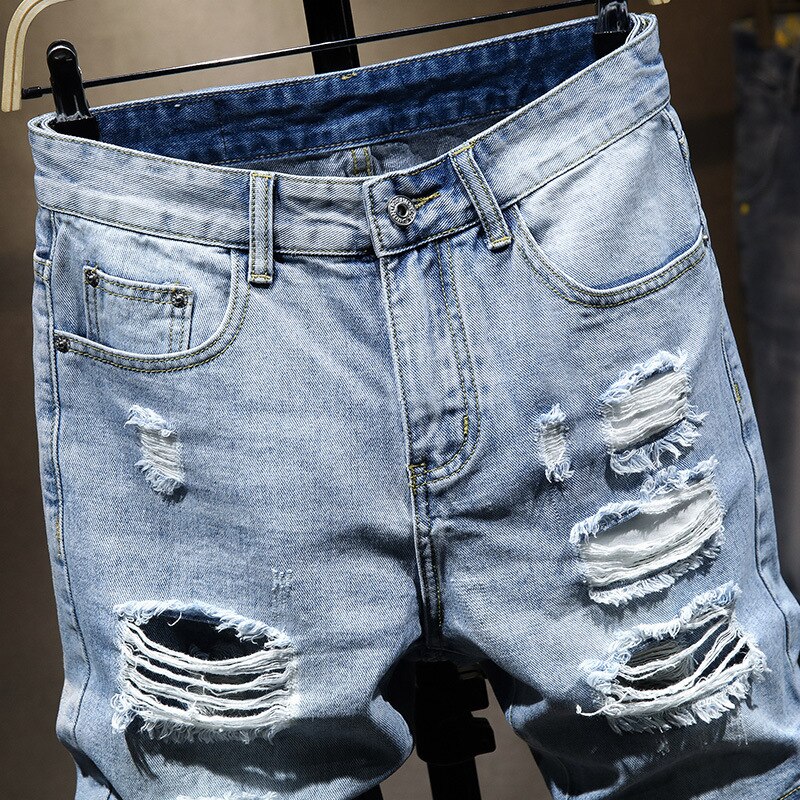 Pantalones Cortos Vaqueros Rasgados Para Hombre V Grandado