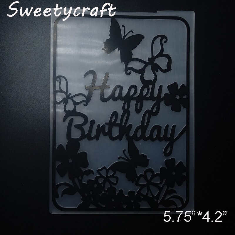 Happy Birthday Flower PLASTIC EMBOSSING FOLDER scr... – Grandado