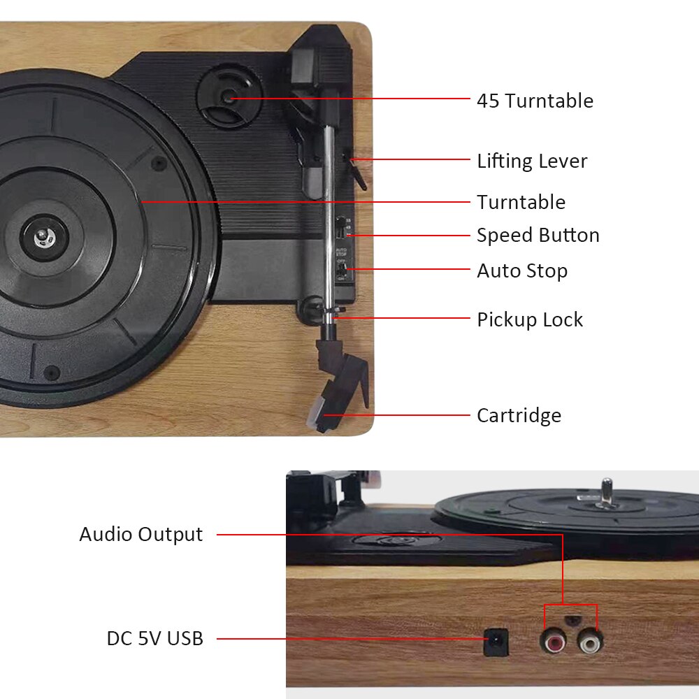 33/45/78 RPM Record Player Antique Gramophone Turn... – Grandado