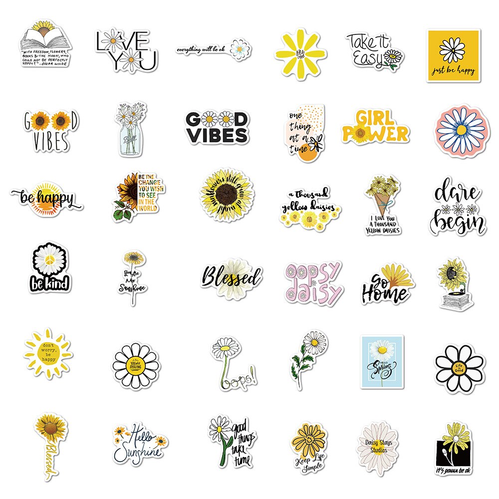 50PCS Flowers Daisies Stickers for Kids Girls Vsco... – Grandado