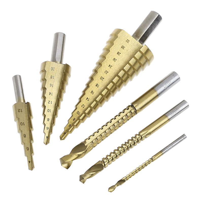 6 Pcs/Set HSS Steel Titanium Coated Step Drill Bit... – Vicedeal