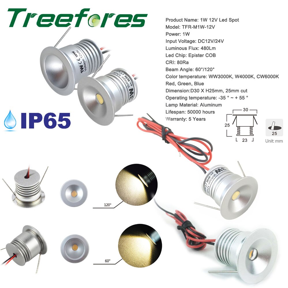 1W IP65 Waterdichte Mini LED Lamp Downlight 100Lm ... – Grandado