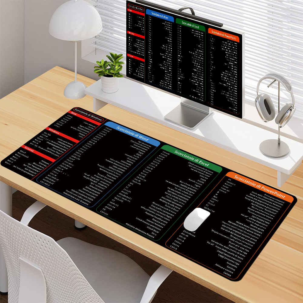 Italian Excel Shortcuts Pattern Large Mouse Pad Of... – Grandado