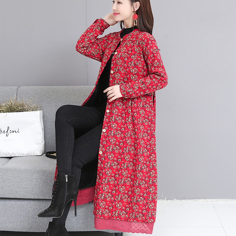 Vintage floral Cotton Linen Jackets Women Autumn W... – Grandado