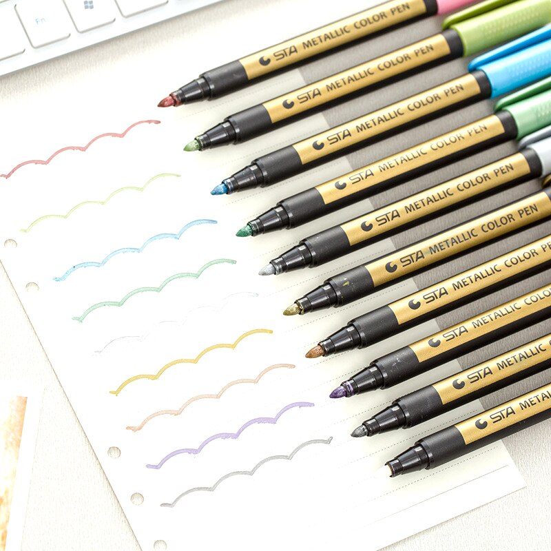 STA 10 Colors Metallic Art Marker Pen DIY Graffiti... – Grandado