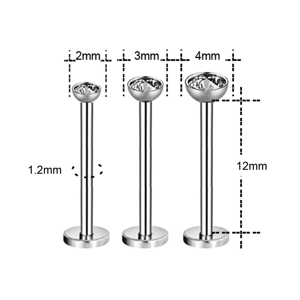 3Pcs/lot 16G Stainless Steel Lip Labret Piercing S... – Grandado