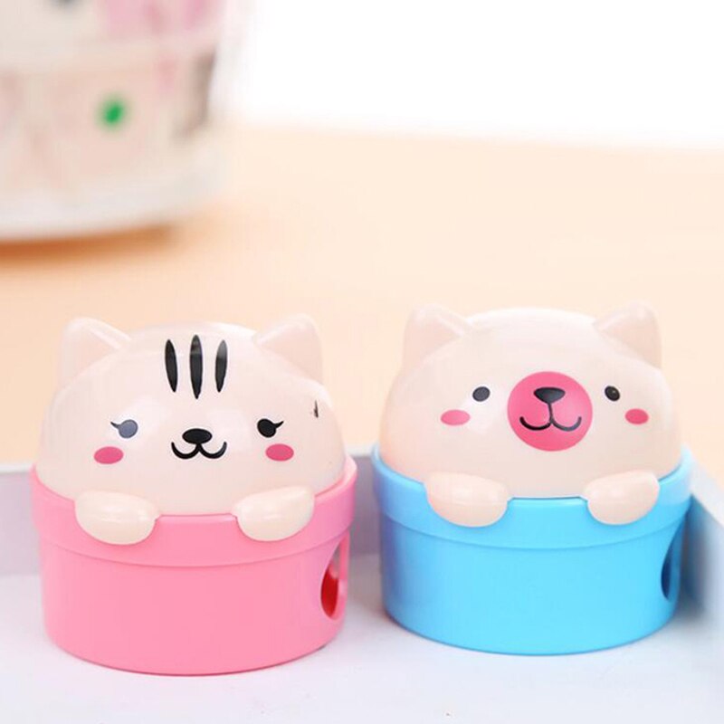 cute 1Pcs Double Hole Cartoon Cat Bear Pencil Shar... – Grandado