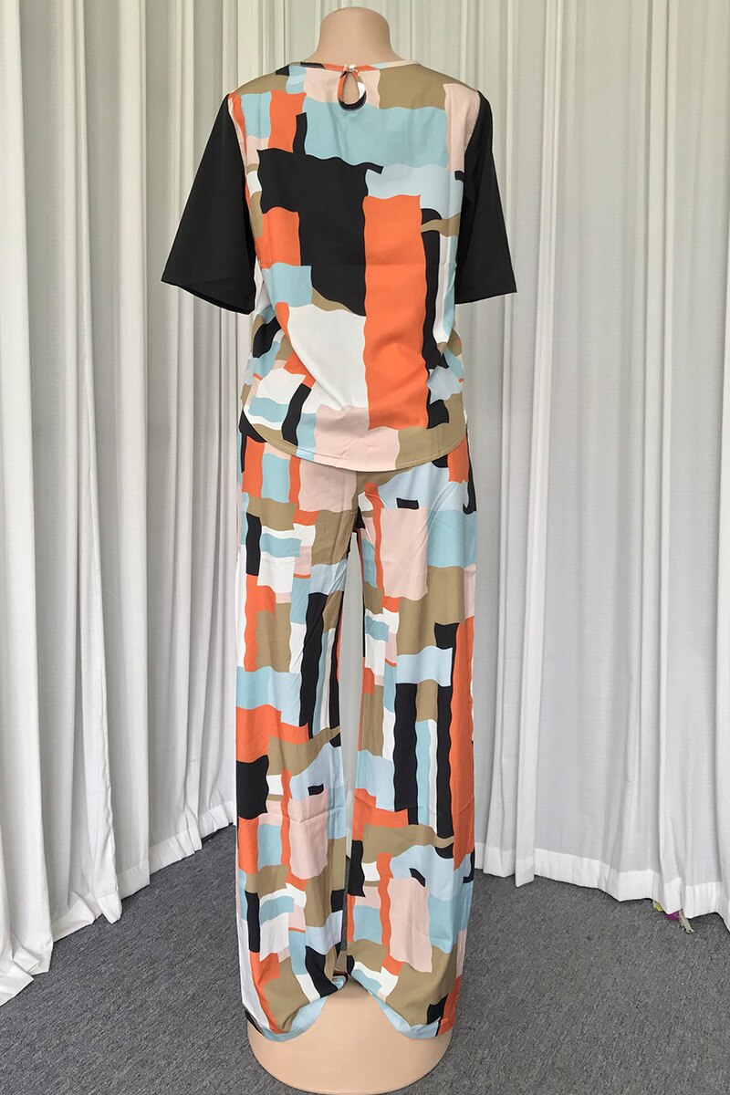 Geometry Print Two Piece Set Women Outfits African... – Grandado