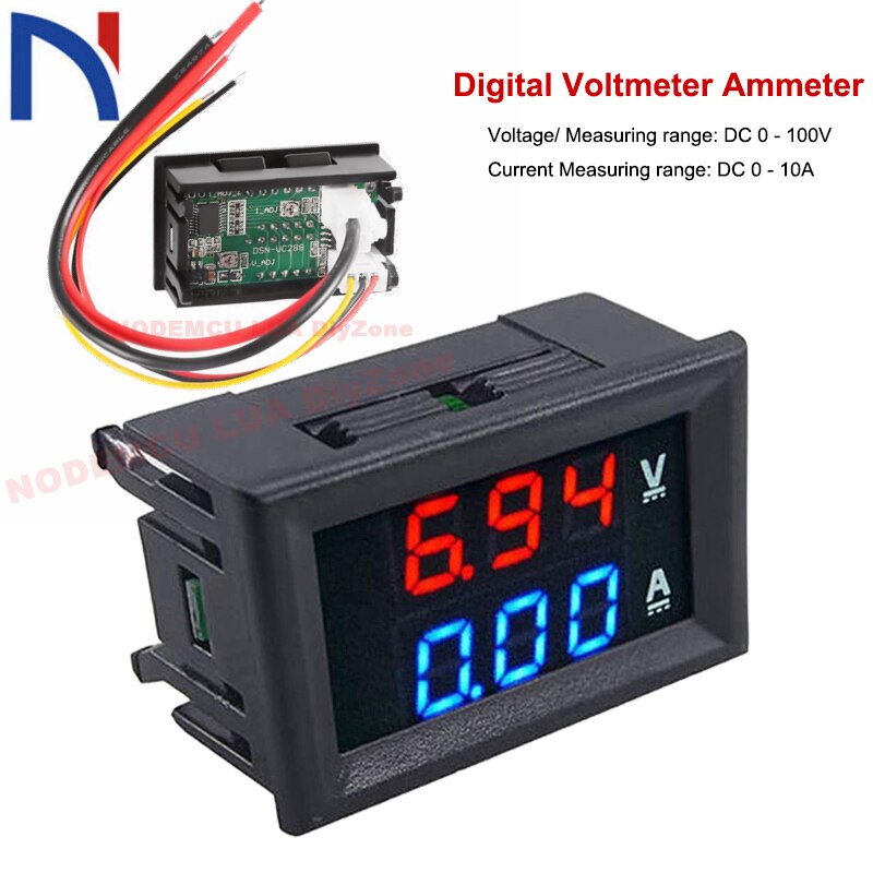 Dc 100V 10A Voltmeter Amperemeter Blauw + Rood Led... – Vicedeal