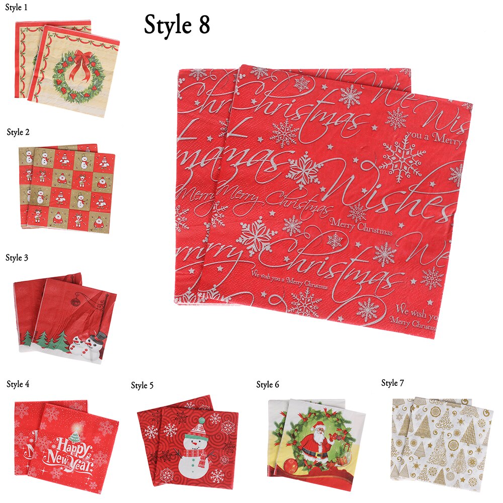 Random Style 20pcs Beautiful Printing Napkins Sant... – Grandado