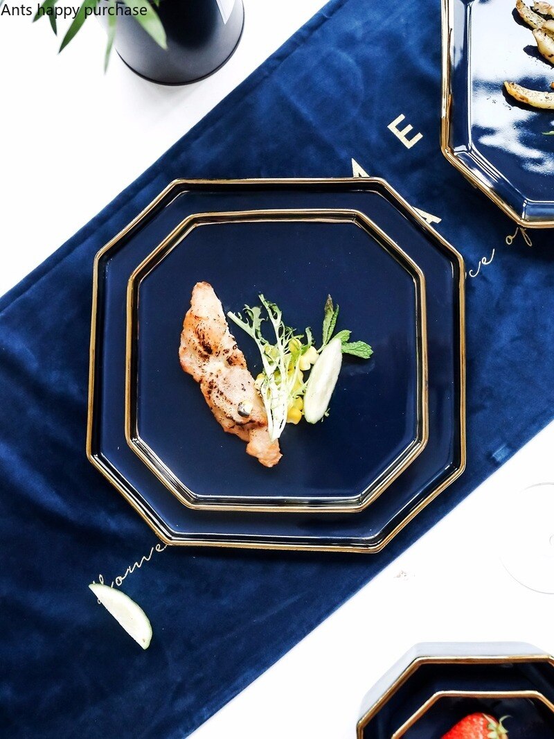 Nordisk blå husholdningsartikler keramisk fad tall... – Grandado