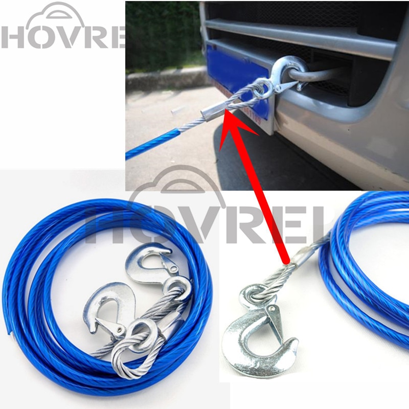 5 Ton 4m Car Vehicle Steel Wire Tow Rope Towing Pu... – Grandado