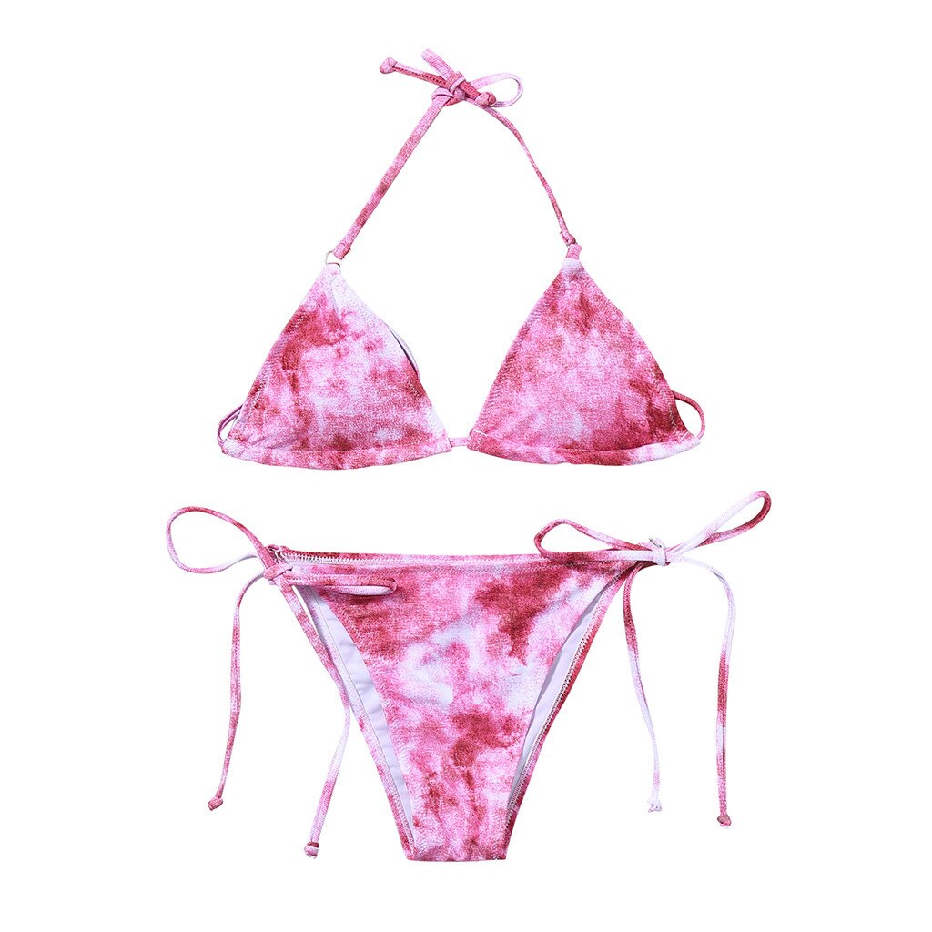 40 Sexy Badpak Vrouwen Tie Dye Print Push Up Bandage Halter Thong