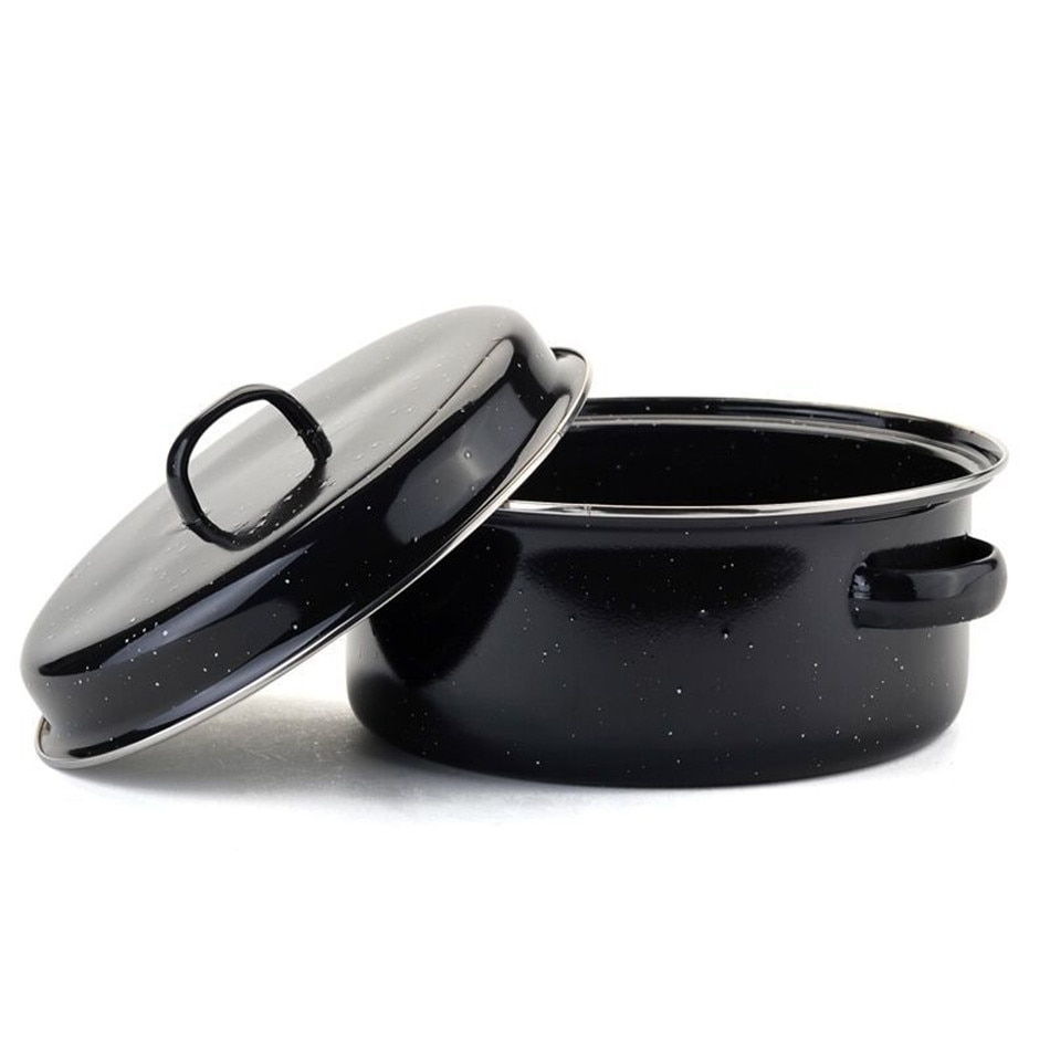 VOGVIGO Round Enamel Roaster Tin with Lid Oven Roa... – Grandado