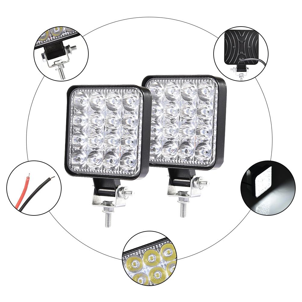 48w Square Work Light LED Flood Beam Lights 30 Deg... – Vicedeal