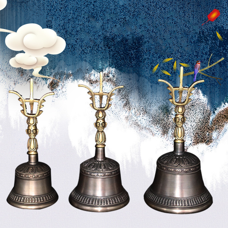 Tibetan Buddhist Meditation Three Pronged Bell and... – Grandado