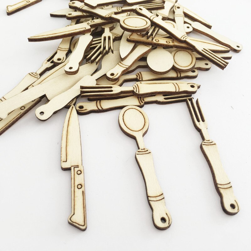 10pcs Unfinished Blank Wood Spoon Fork Shapped Cut... – Grandado