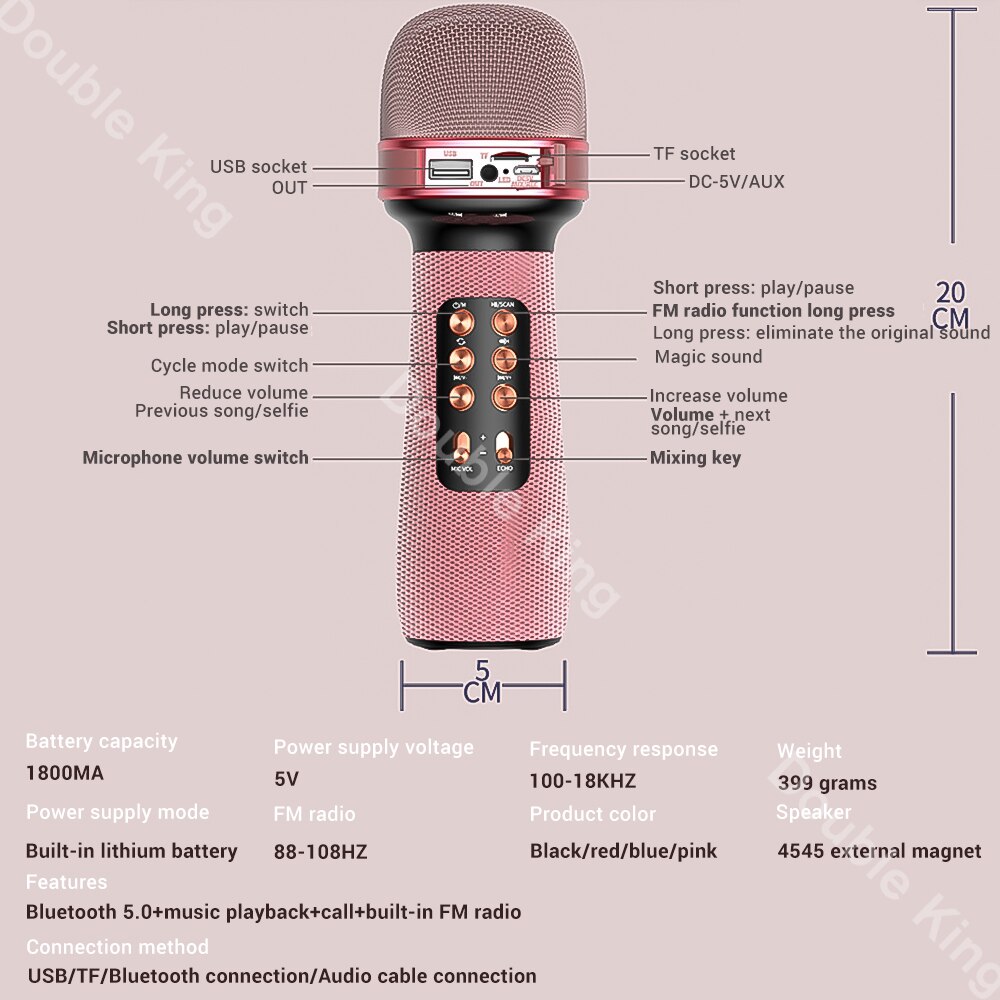 WS-898 Bluetooth 5.0 Handheld Microfoon Karaoke Sp... – Grandado