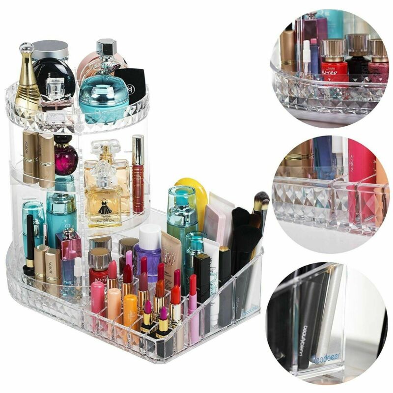 360 Degree Rotating Makeup Organizer 3-tier Acryli... – Grandado