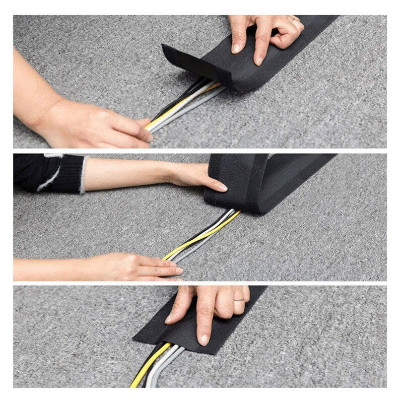 Soft Adjustable Hook Loop Desk Wire Cable Cover fo... – Vicedeal