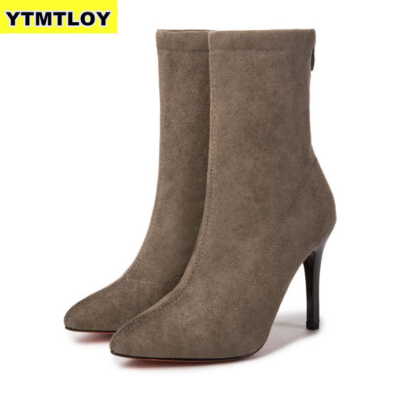 Women Sock Boots Pointed Toe Elastic High Slip On ... – Vicedeal