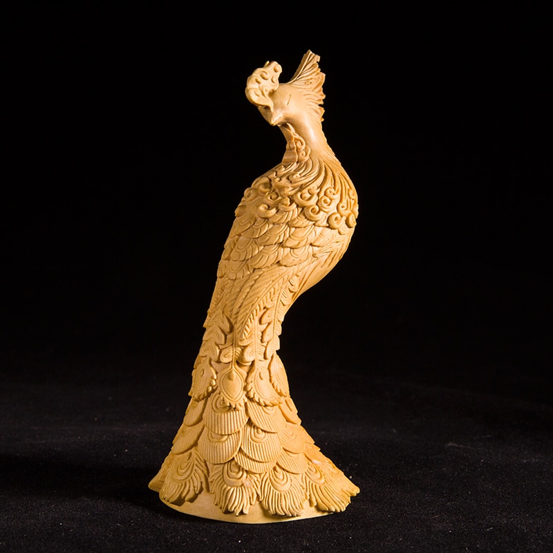 Boxwood 13cm Phoenix Sculpture Wood Lucky Animal S... – Grandado