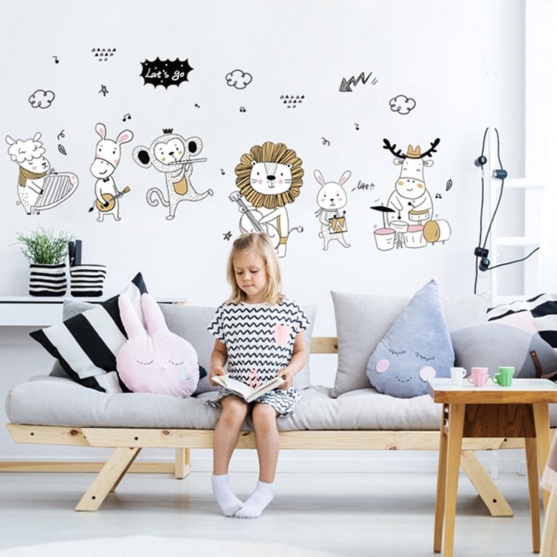 Tofok Cartoon Dier Muziek Band Muursticker Kindere... – Vicedeal