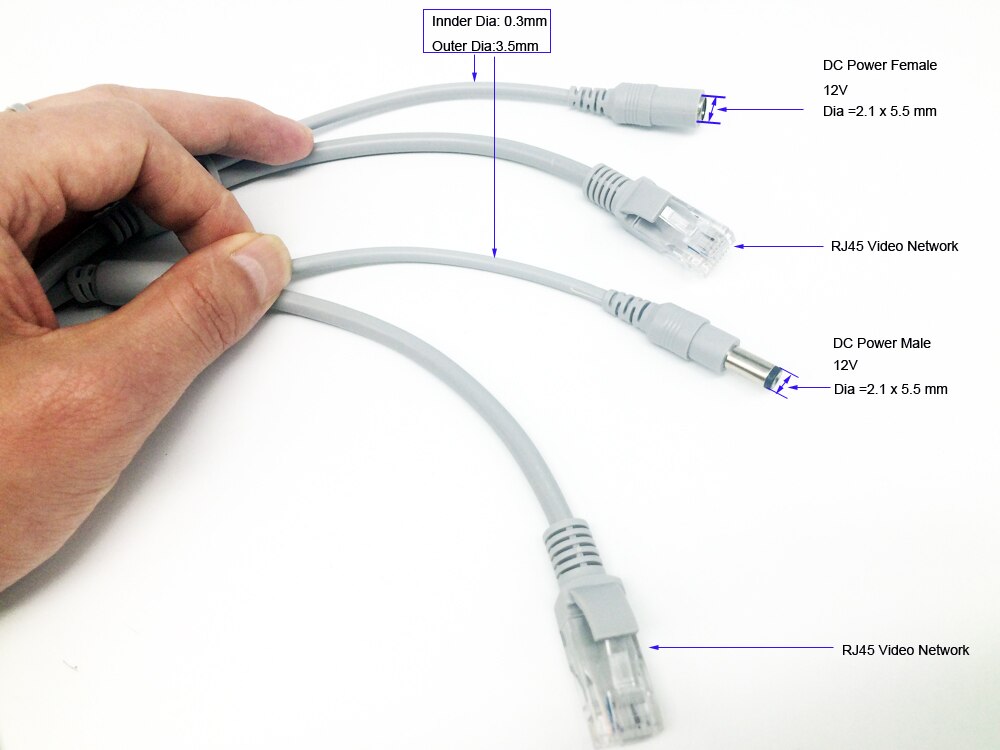 10M/33ft Ethernet Kabel RJ45 + Dc Power CAT5/CAT-5... – Grandado