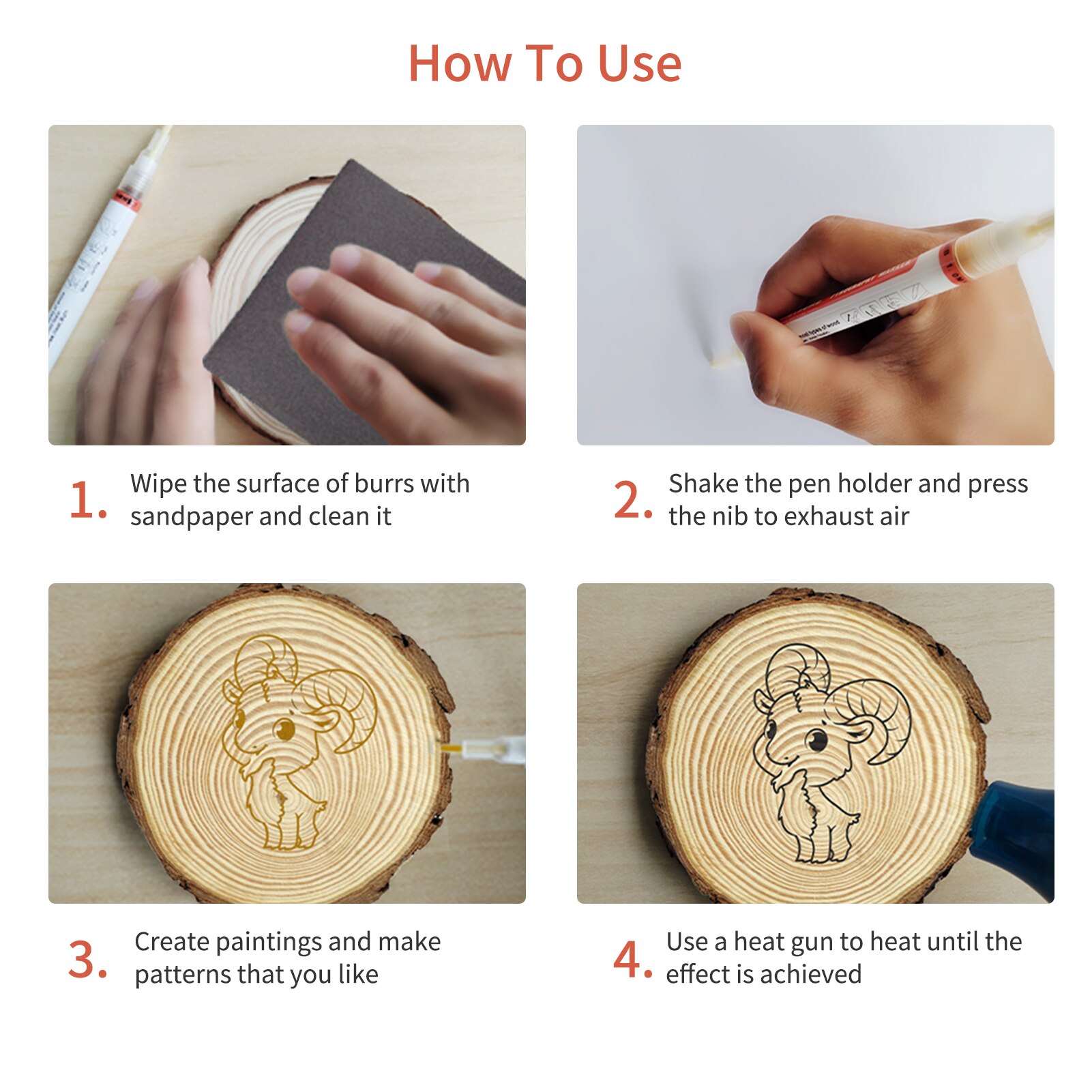 Wood Burning Pen Chemical Pyrography Marker Pen Sa... – Grandado