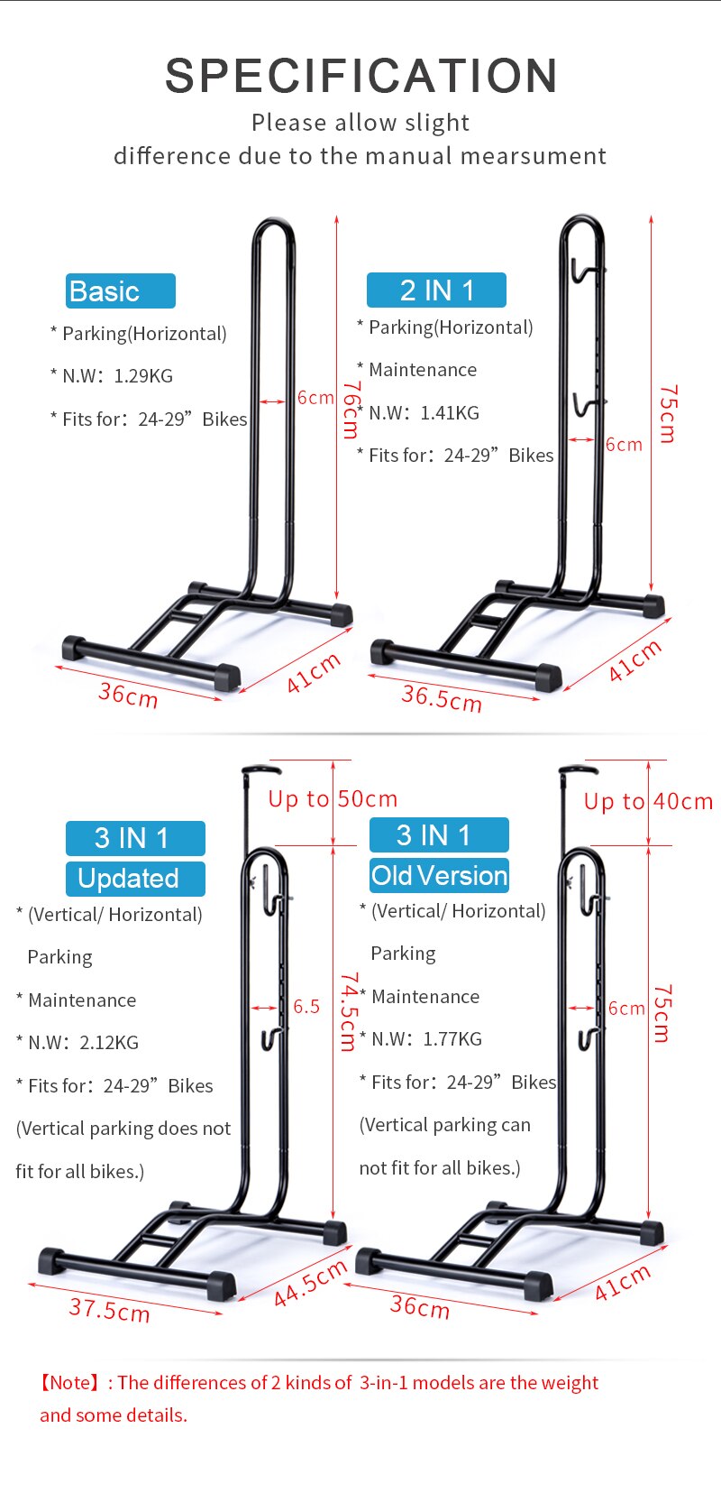 Fiets Floor Parking Rack Stand 3-In-1 Voor Weg Mou... – Vicedeal