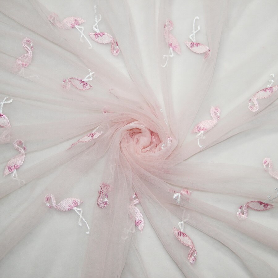 3 meter nylon flamingos broderade mjuka mesh tyll ... – Vicedeal